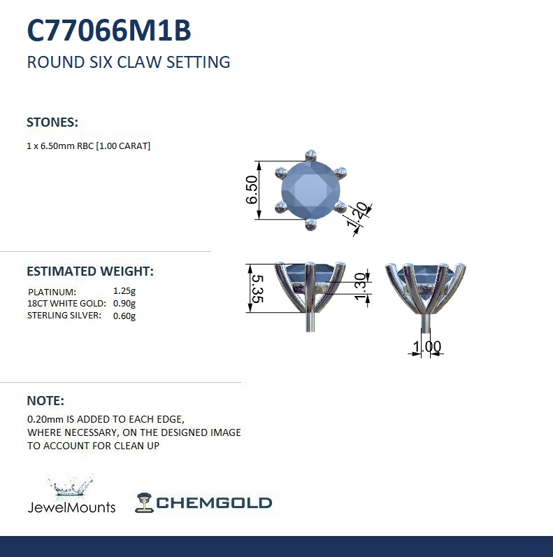 Round Six Claw Setting Chemgold